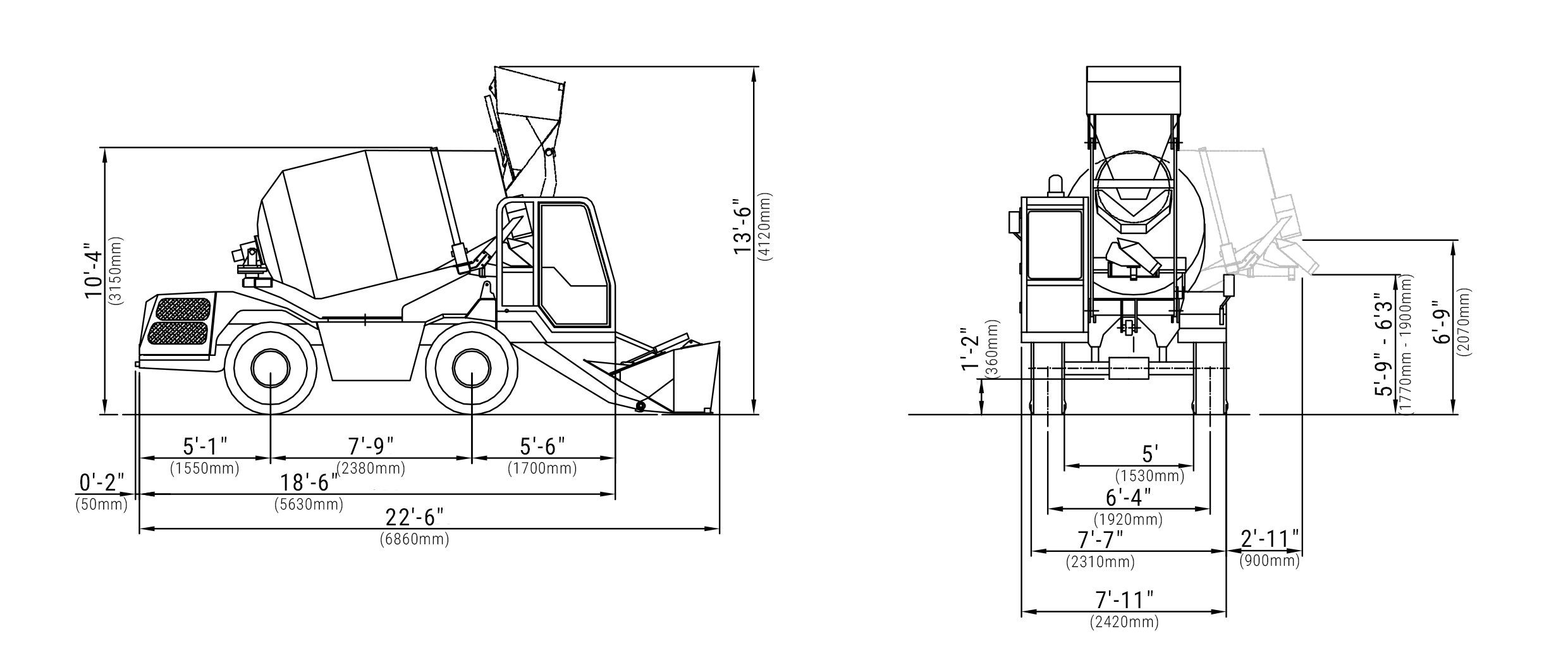 Self loading concrete mixer CARMIX 3.5TT – CARMIX USA